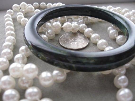 Vtg Blue Moon Bakelite Green Marble Bangle Bracelet - Gem