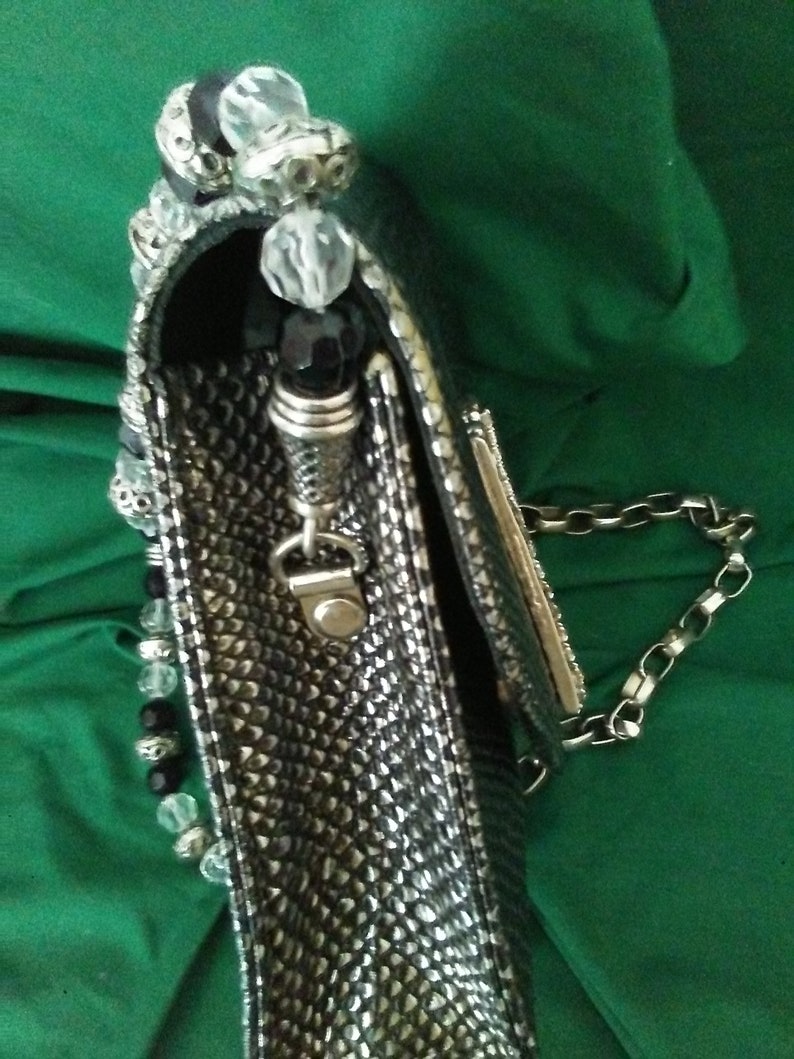 Nina Arjani Bejeweled Silver and Snake Scale Crossbody Evening - Etsy