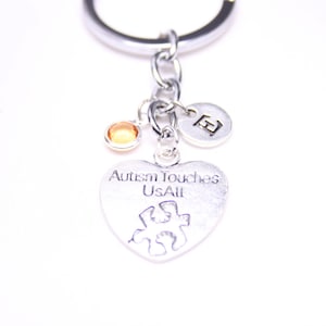Autism Keychain, Autistic Key Ring ASD Gifts Asperger Keychain Silver ...