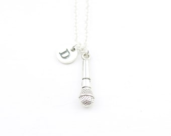 Silver Microphone Necklace Mic Charm Singer Music Theme on - Etsy