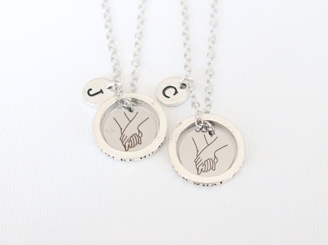 Set of Two Holding Hands Pendant Necklaces for Best Friends, Sisters or ...