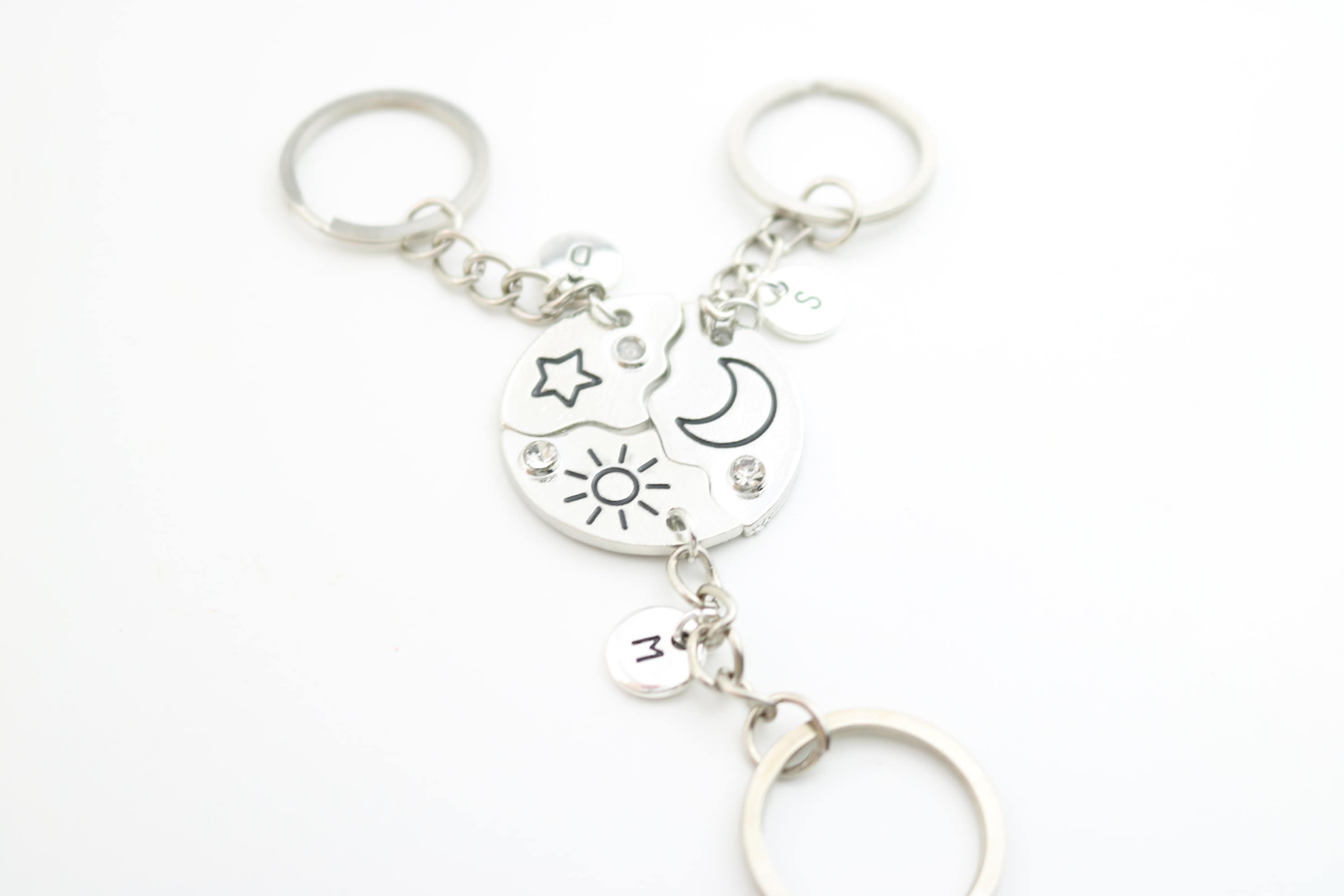 3 Best Friend Gifts Moon Sun and Star Keychains Matching for - Etsy
