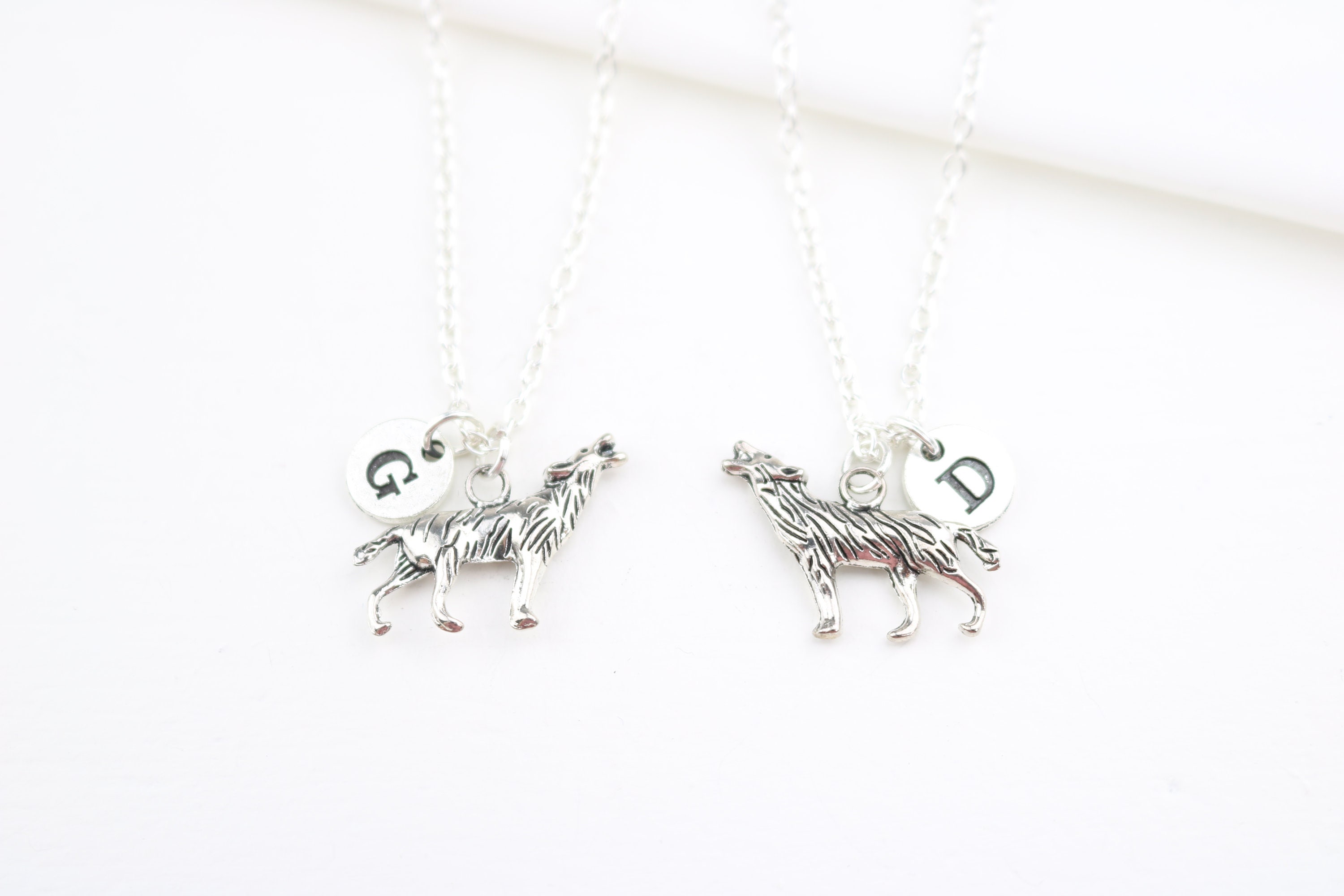 Wolf necklace set of 2 werewolf jewelry best friend gift | Etsy