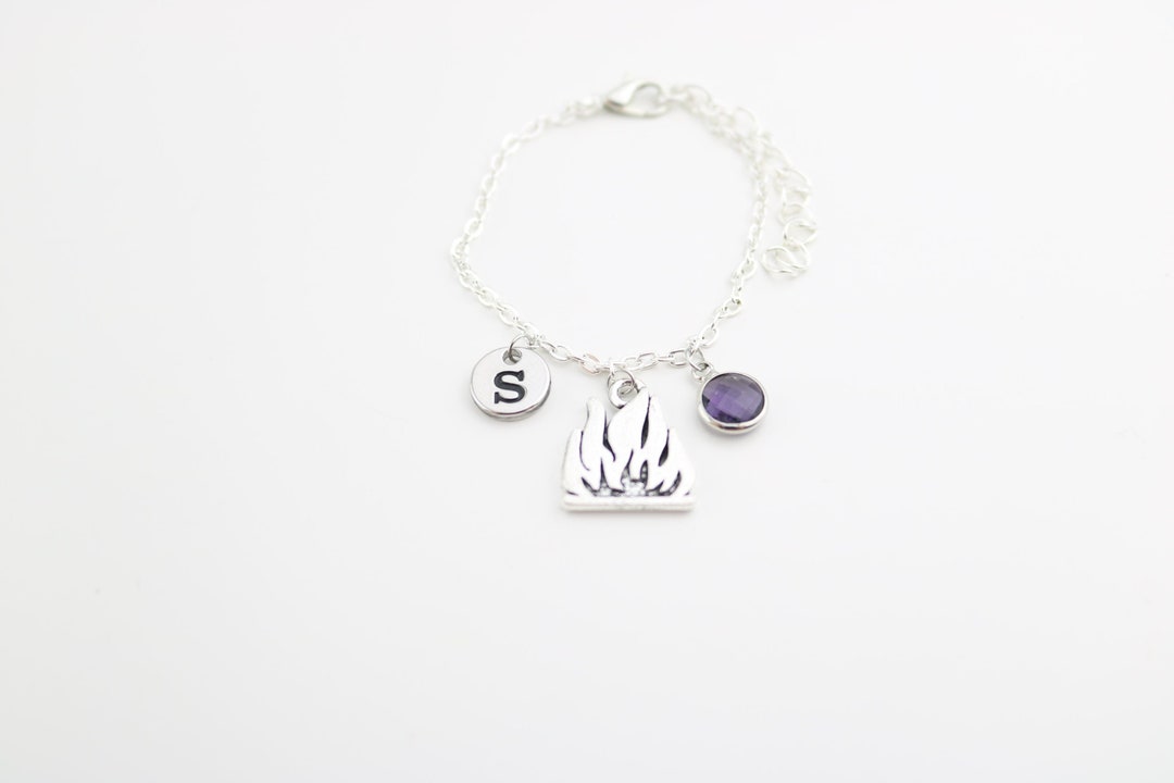 Fire Flame Charm Bracelet: Initial, Horoscope Gift - Etsy
