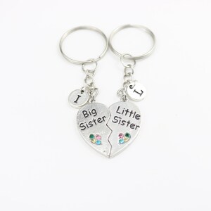 Big Sister Little Sister Keychain Set of 2: Personalized Initial ...