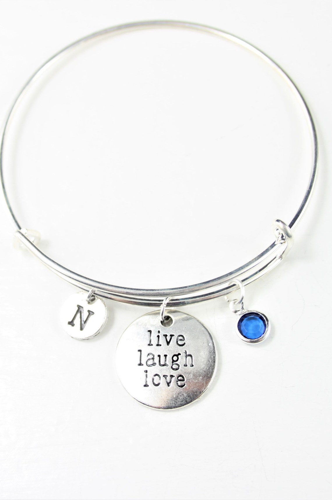 Live Laugh Love Bracelet Monogram Gift Silver Charm Bracelet - Etsy UK