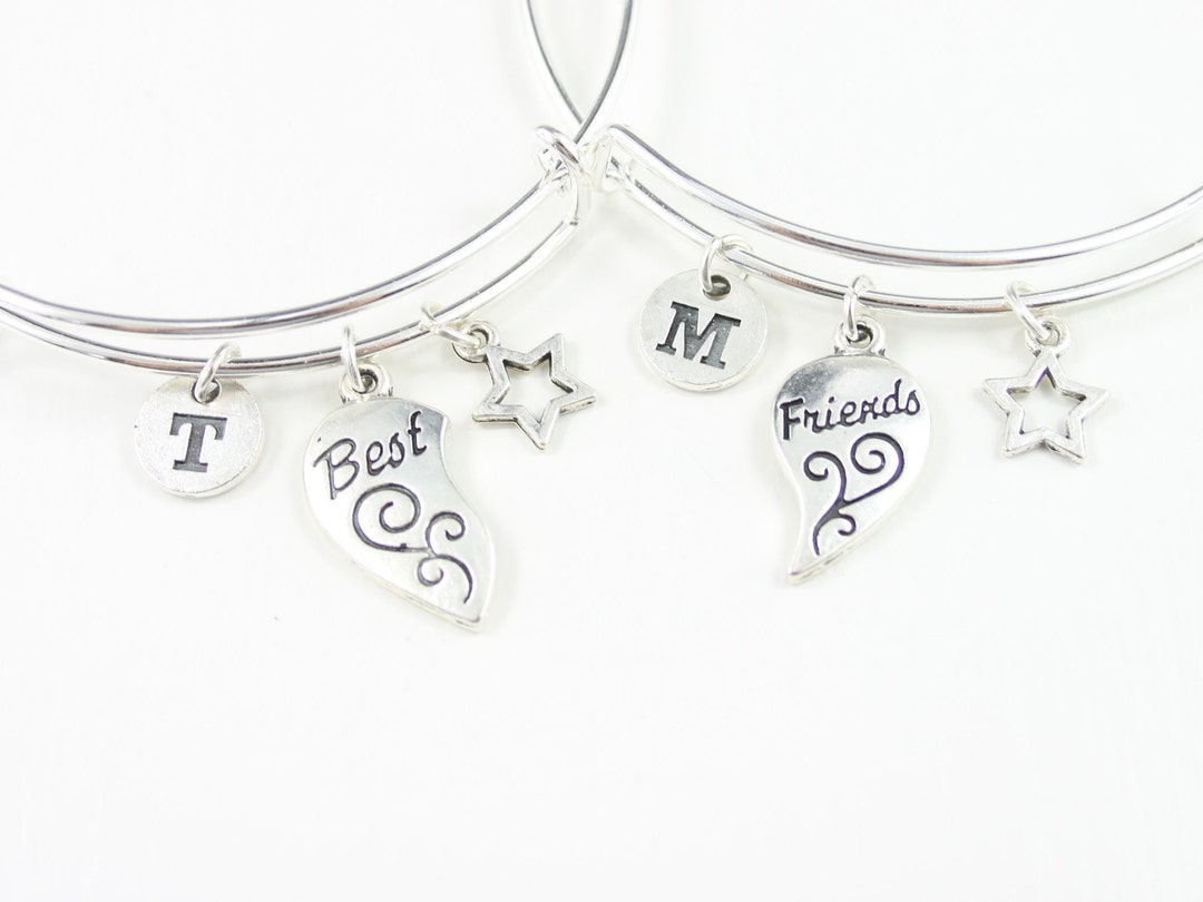 BFF Bracelet Set, Personalized Initial Charm Jewelry, Friendship Gift ...