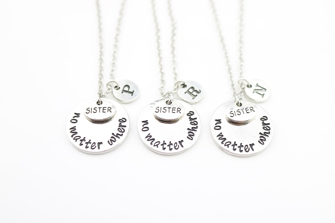 Sister Necklace Set of 3: Personalized Initial Charm, Sister Gift - Etsy