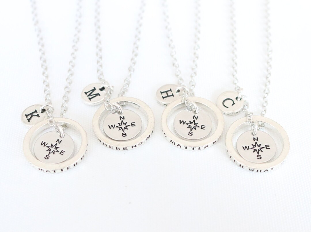 Personalized BFF Compass Necklaces for 1, 2, 3, 4, 5, 6, 7 Best Friends ...
