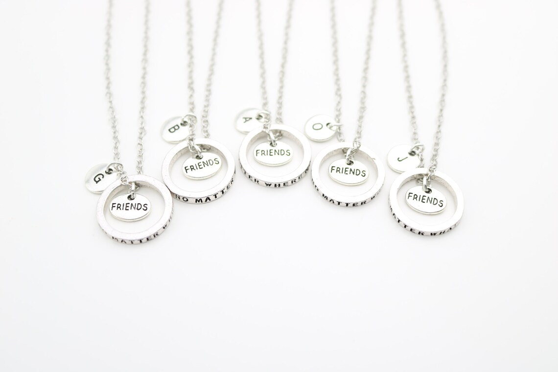 Best Friend Necklace Set of 5, Personalized Friendship Jewelry - Etsy