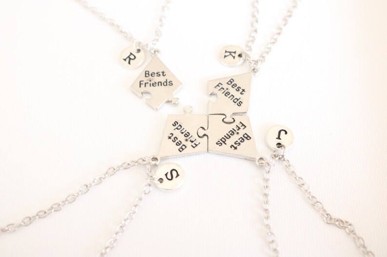 Best Friends Necklace Set of 4, Personalized Initial Charms - Etsy