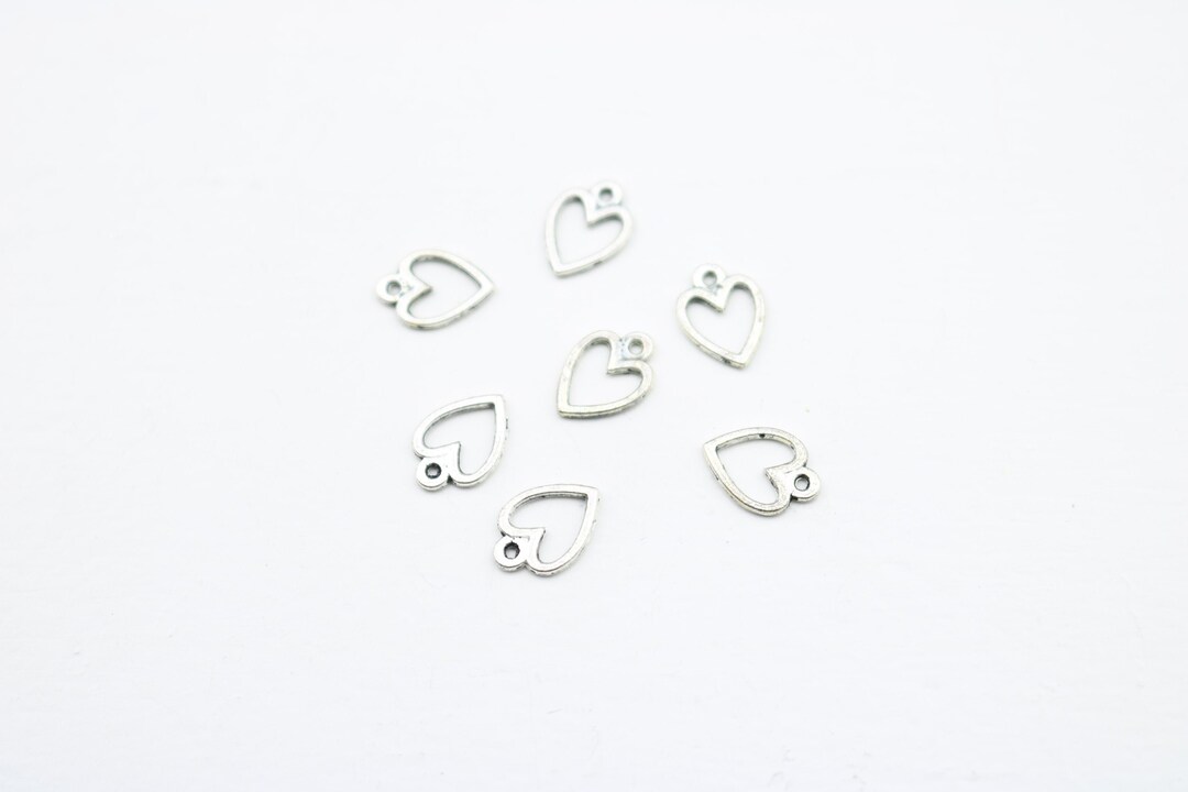 Add on Small Heart, Silver Heart Charm, Unfilled Heart, Empty Heart ...