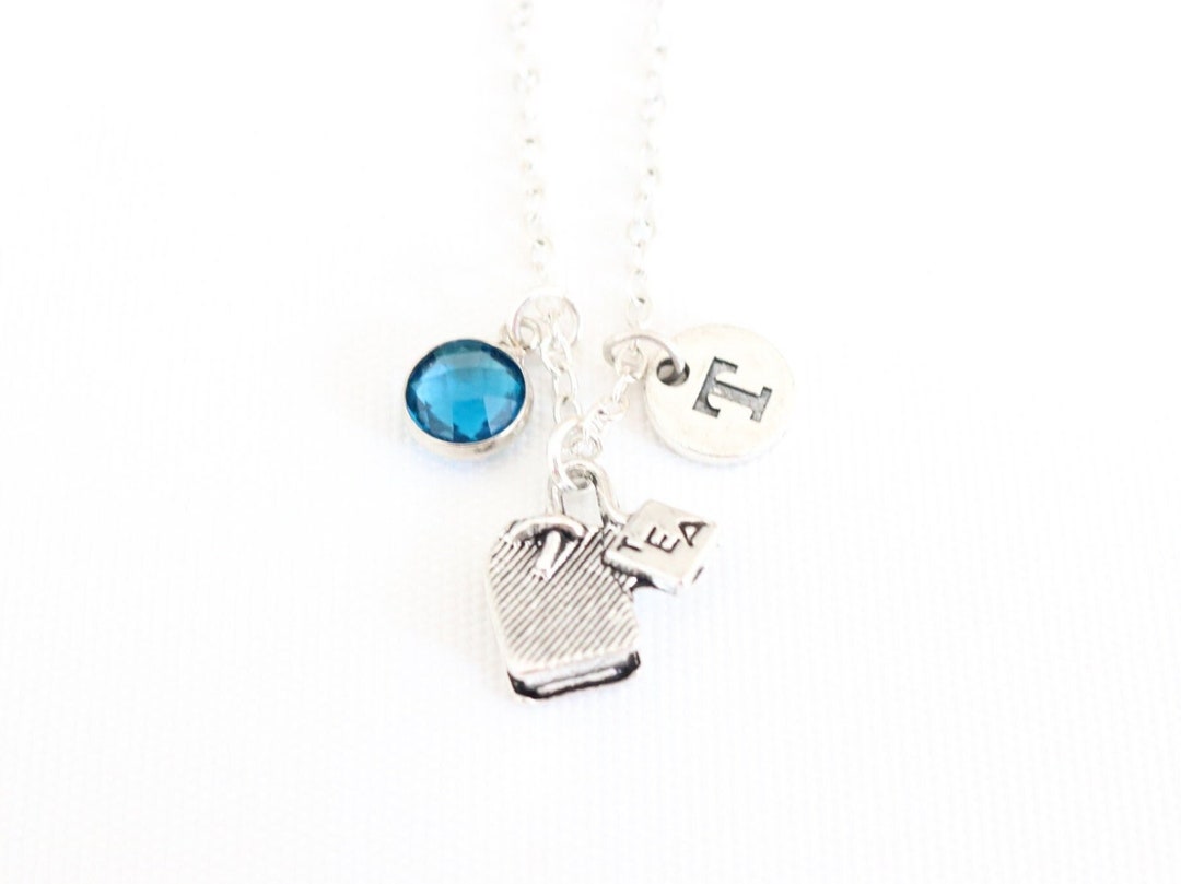 Tea Bag Personalized Birthstone Necklace - Etsy