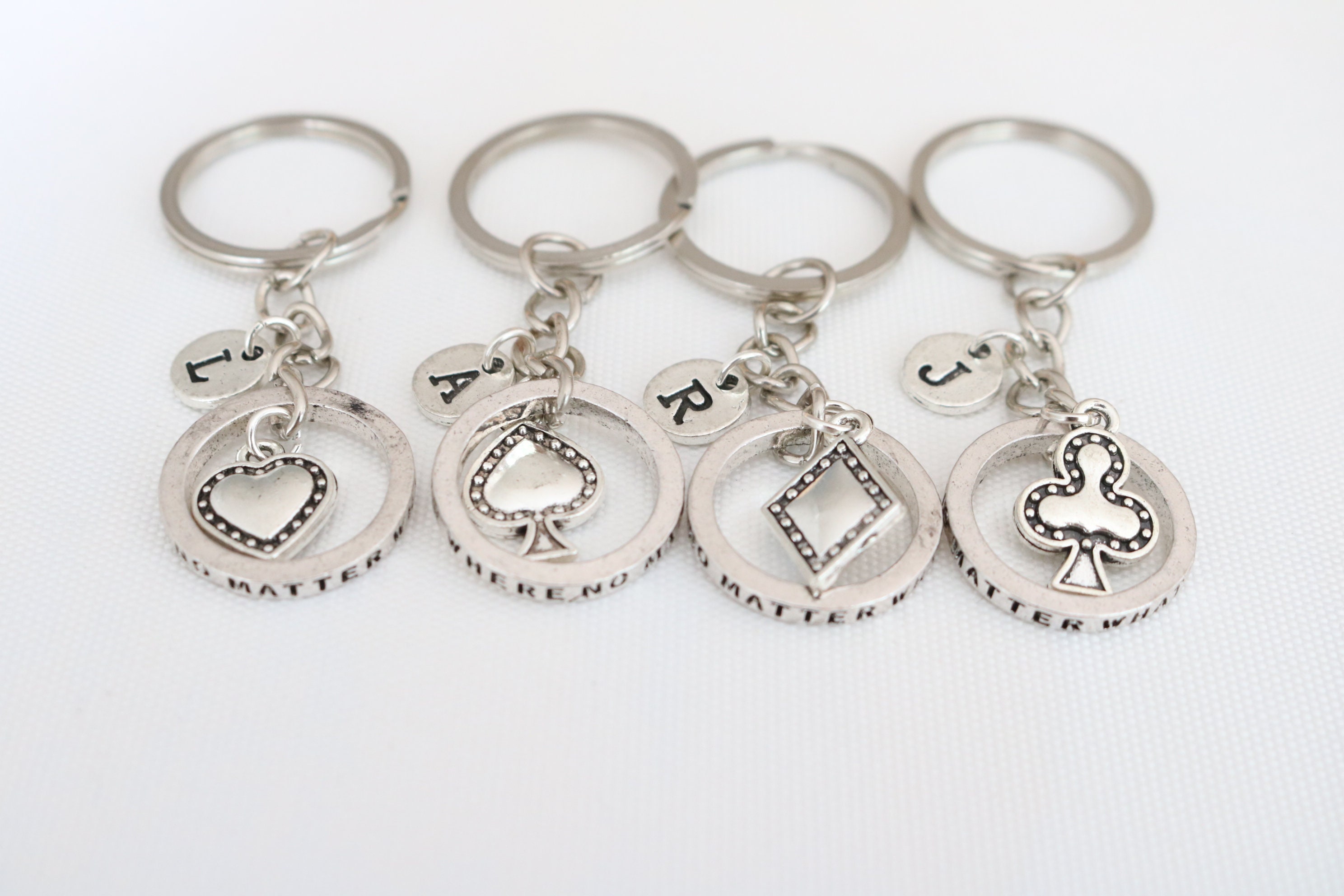Personalized Playing Card Suit Keychains, Best Friend Gift Set of 4 - Etsy