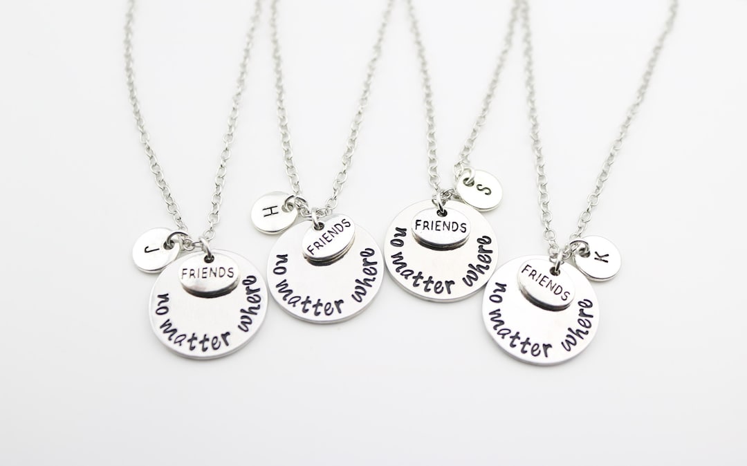 Best Friend Initial Necklace Set (4) – Silver-plated Friendship Jewelry ...