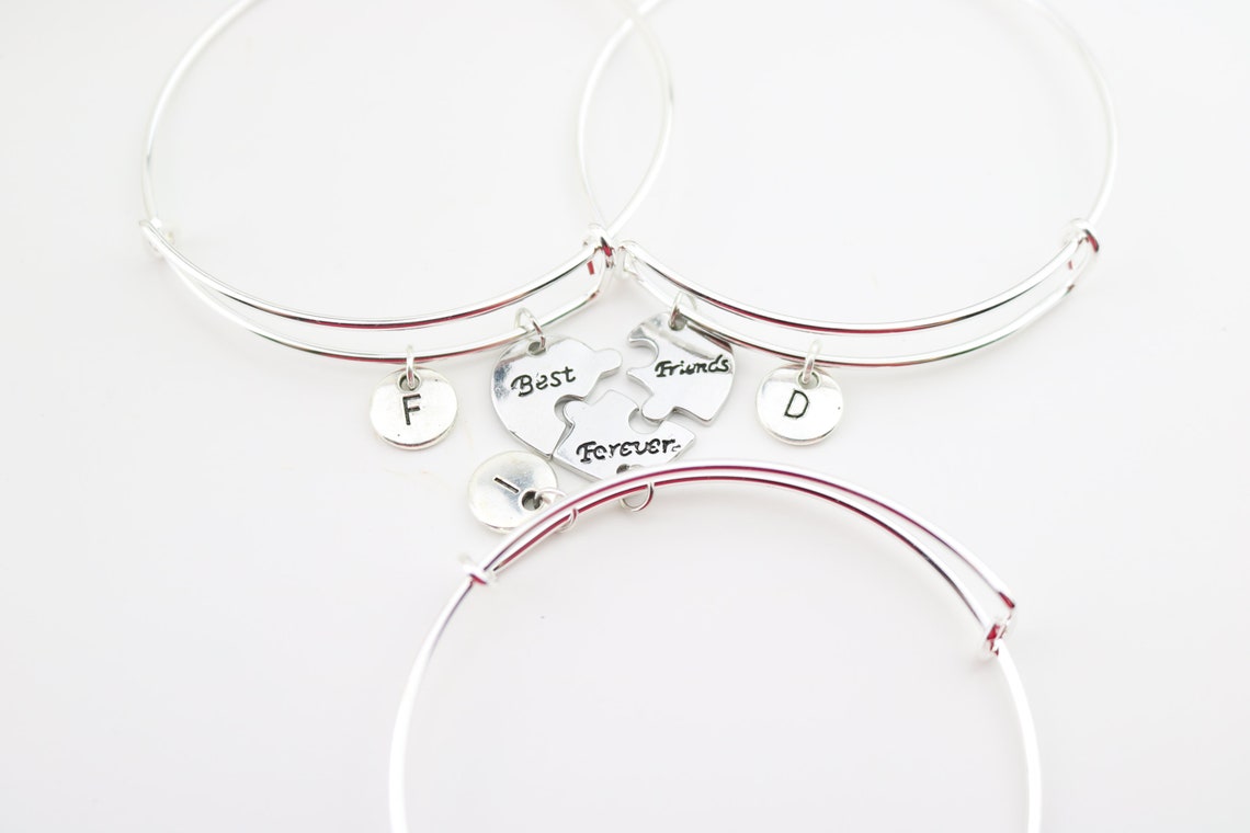 Matching Friendship Bangle Set of 3, Personalized BFF Jewelry - Etsy