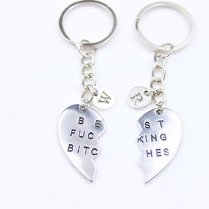 2 Best Friend Keychain Set, Best Bitches Keychain Set of 2, Best Friend ...