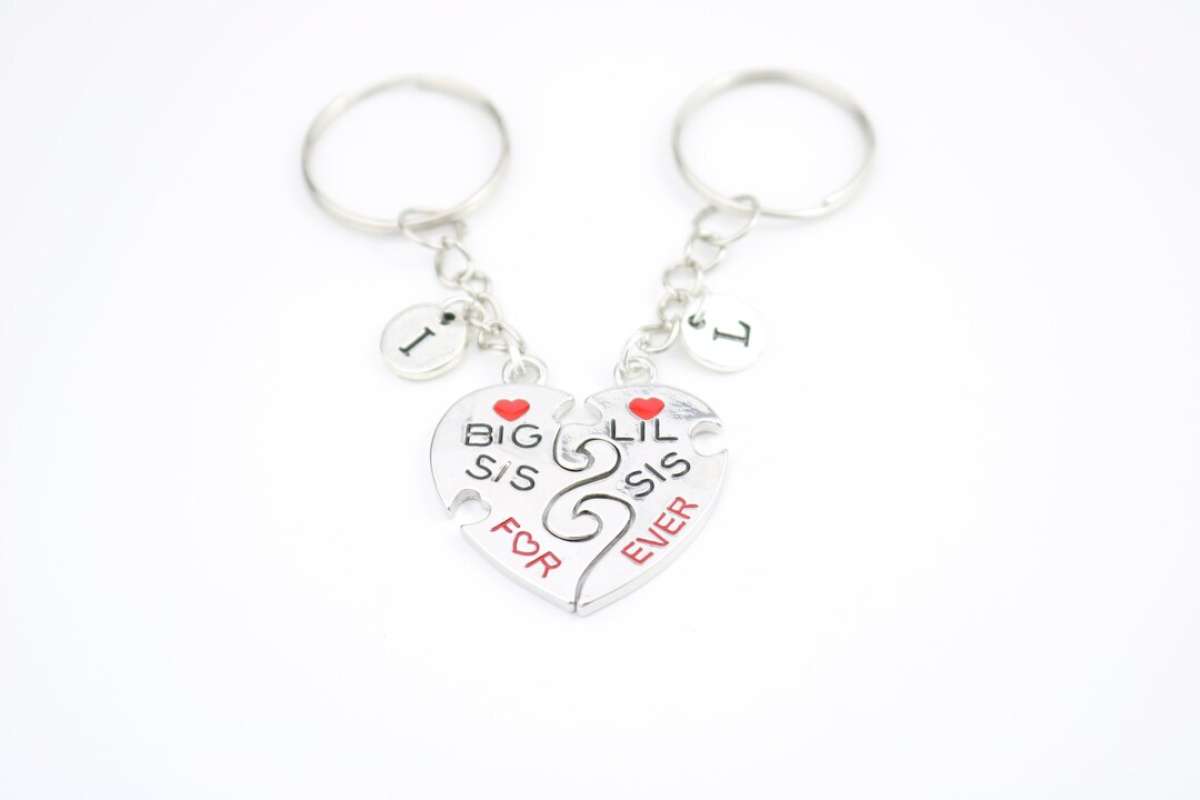 2 Sisters Matching Keychains Big Sis & Lil Sis Heart, Unique Gifts for ...
