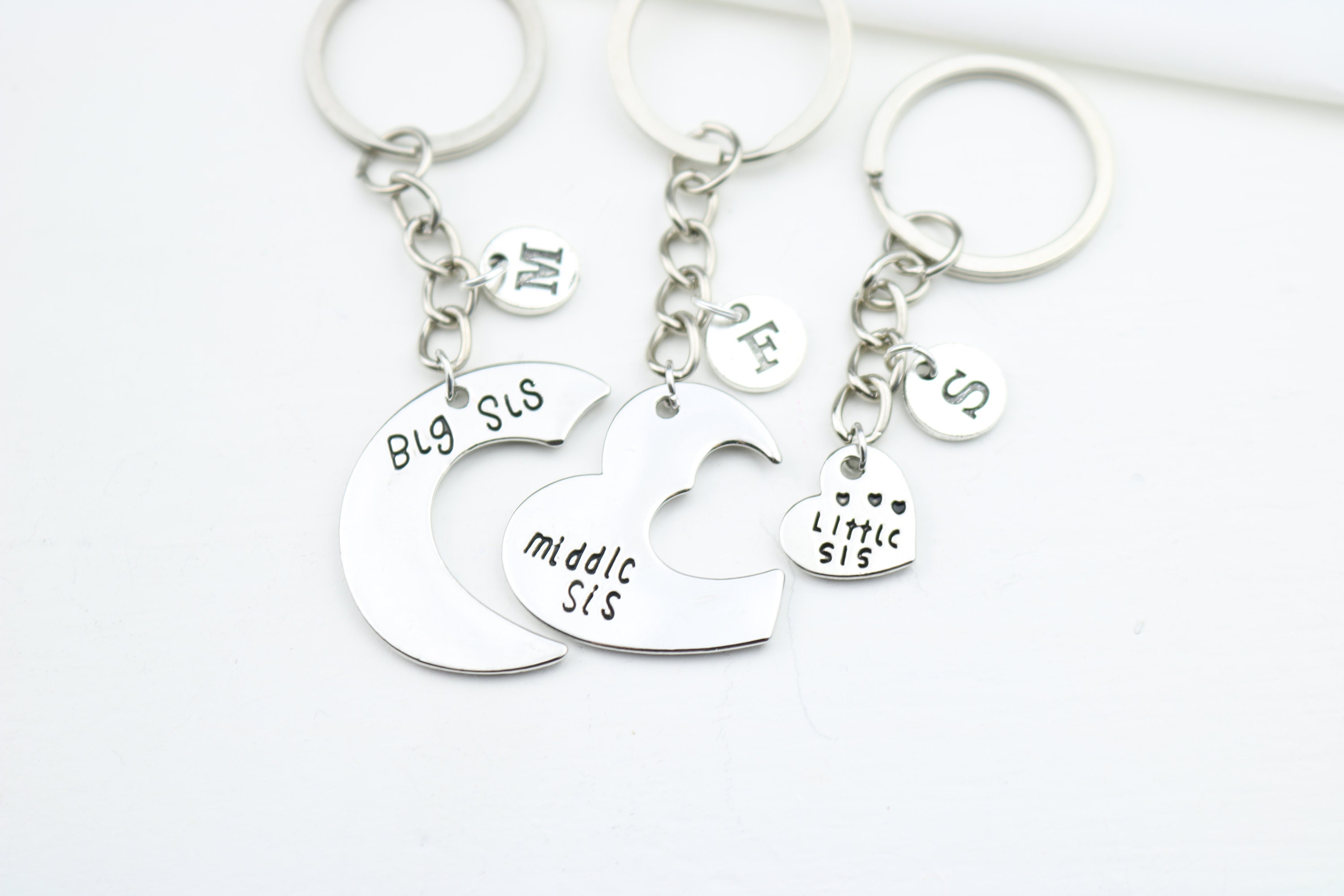 Sister Keychain Set: Silver Heart Puzzle Keyring, Gift for 3 Sisters - Etsy