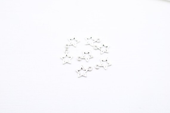 Add on Silver Unfilled Star Small Star Small Silver Star | Etsy