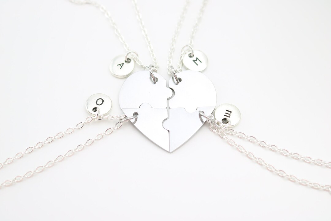 Best Friend Necklace Set, Heart Puzzle Charms, Friendship Jewelry - Etsy