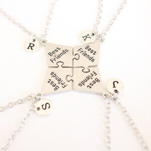 Best Friends Necklace Set of 4, Personalized Initial Charms - Etsy