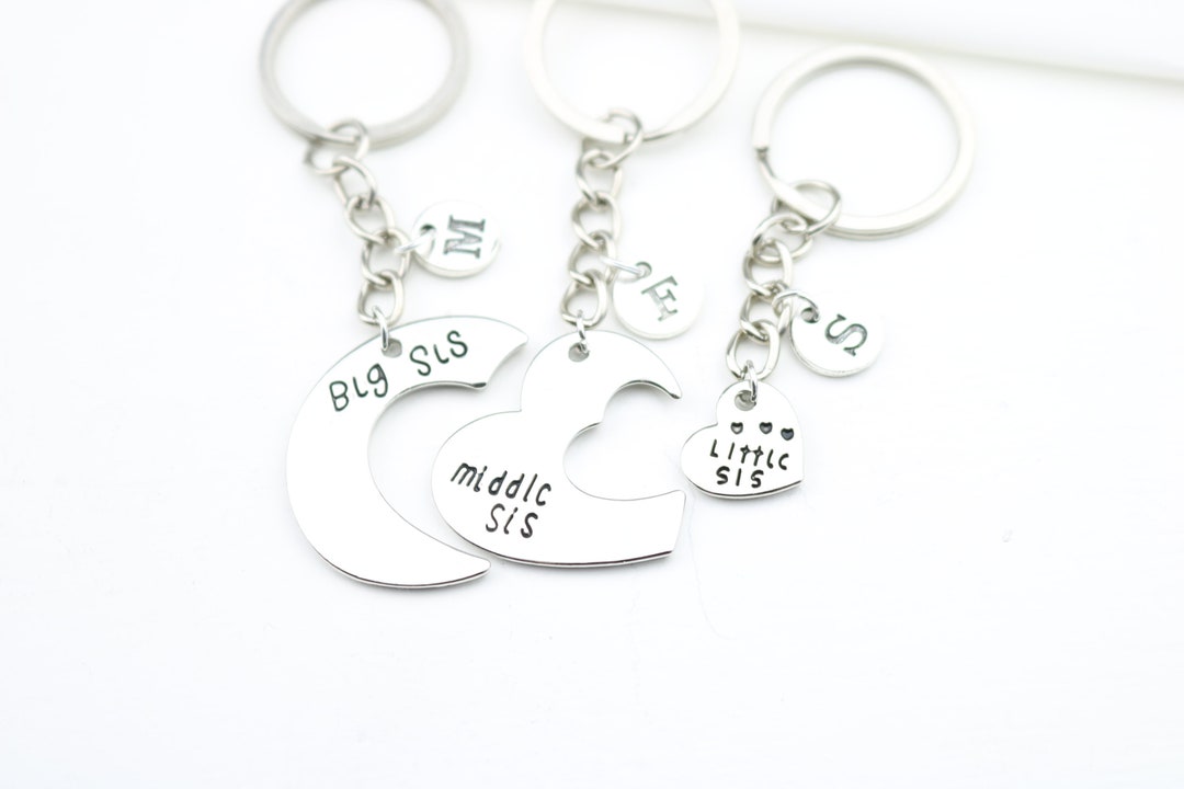 Sister Keychain Set: Silver Heart Puzzle Keyring, Gift for 3 Sisters - Etsy