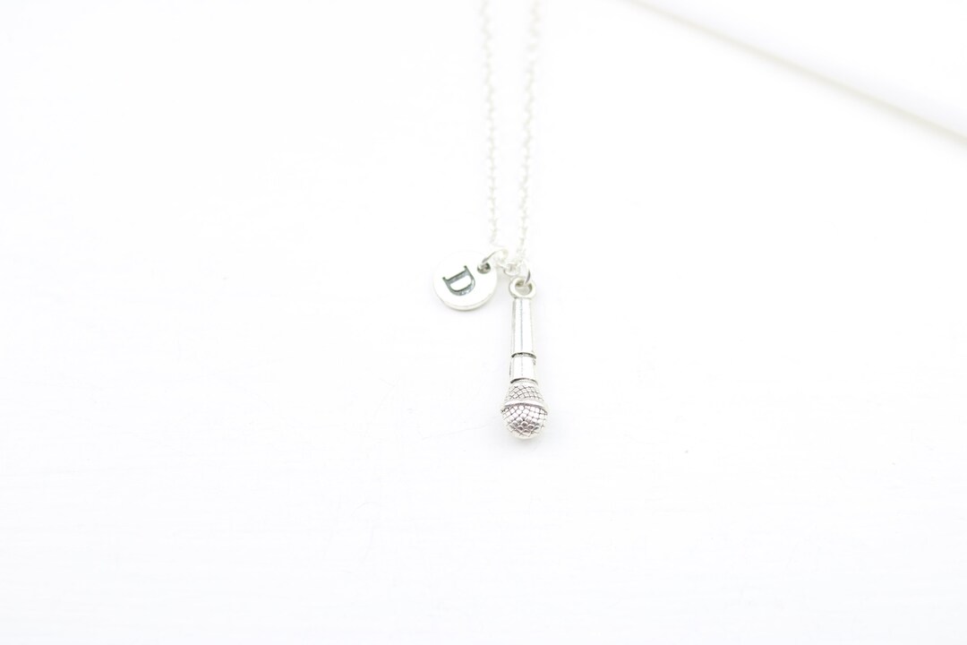Microphone Necklace, Mic Gifts, Silver Mic Charm, Karaoke Gift, Singer ...