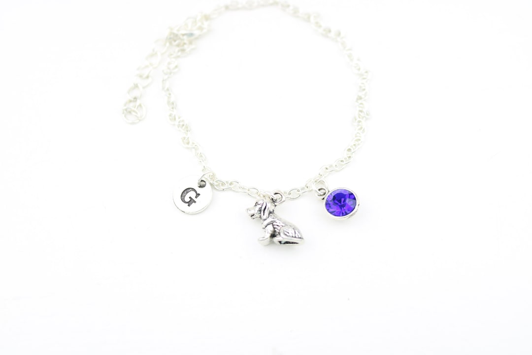 Dog Puppy Anklet, Dog Owner Gift, Monogram Anklet, Dog Charm Anklet ...