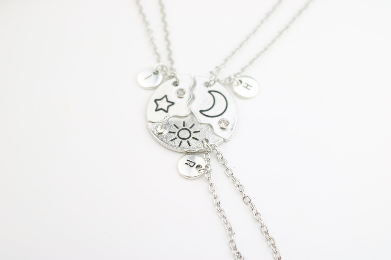 Sun Moon Star Matching Friendship Necklaces for 3 - Etsy