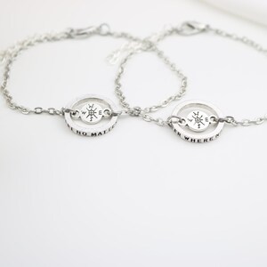 2 Bridesmaid Anklets, Matching Anklets Set of 2, Ring Jewelry, Compass ...