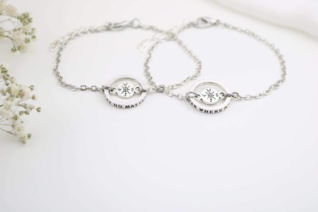 2 Best Friend Anklets, NSEW Compass Anklets, Friendship Set of 2 ...