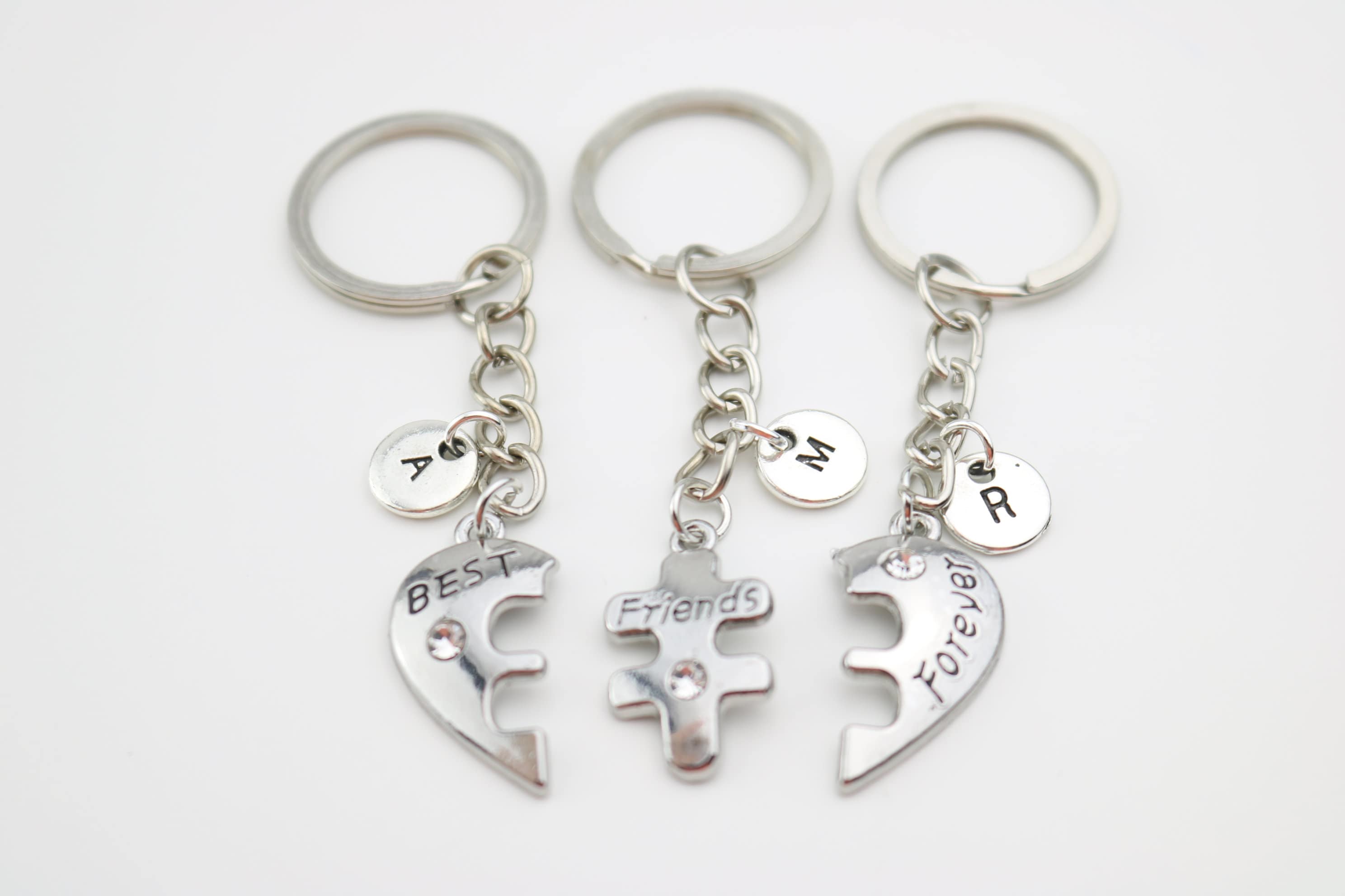 3 BFF Keychains With Personalized Initials Personalized Heart - Etsy