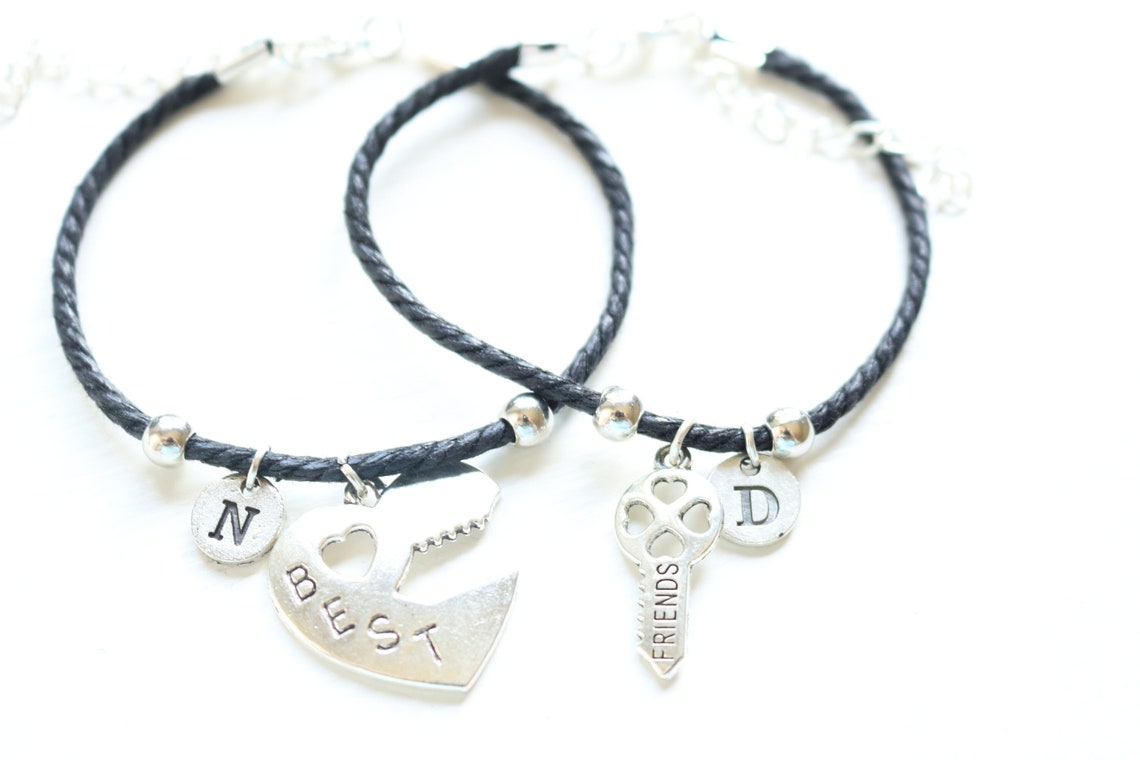 Best Friend Bracelets Set of 2 Heart and Key Bracelet Gift - Etsy