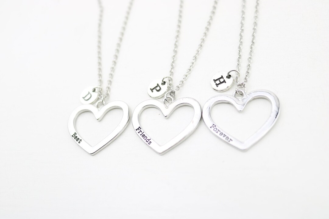 Personalized Best Friend Heart Necklace Set, BFF Jewelry, Gift for 3 - Etsy