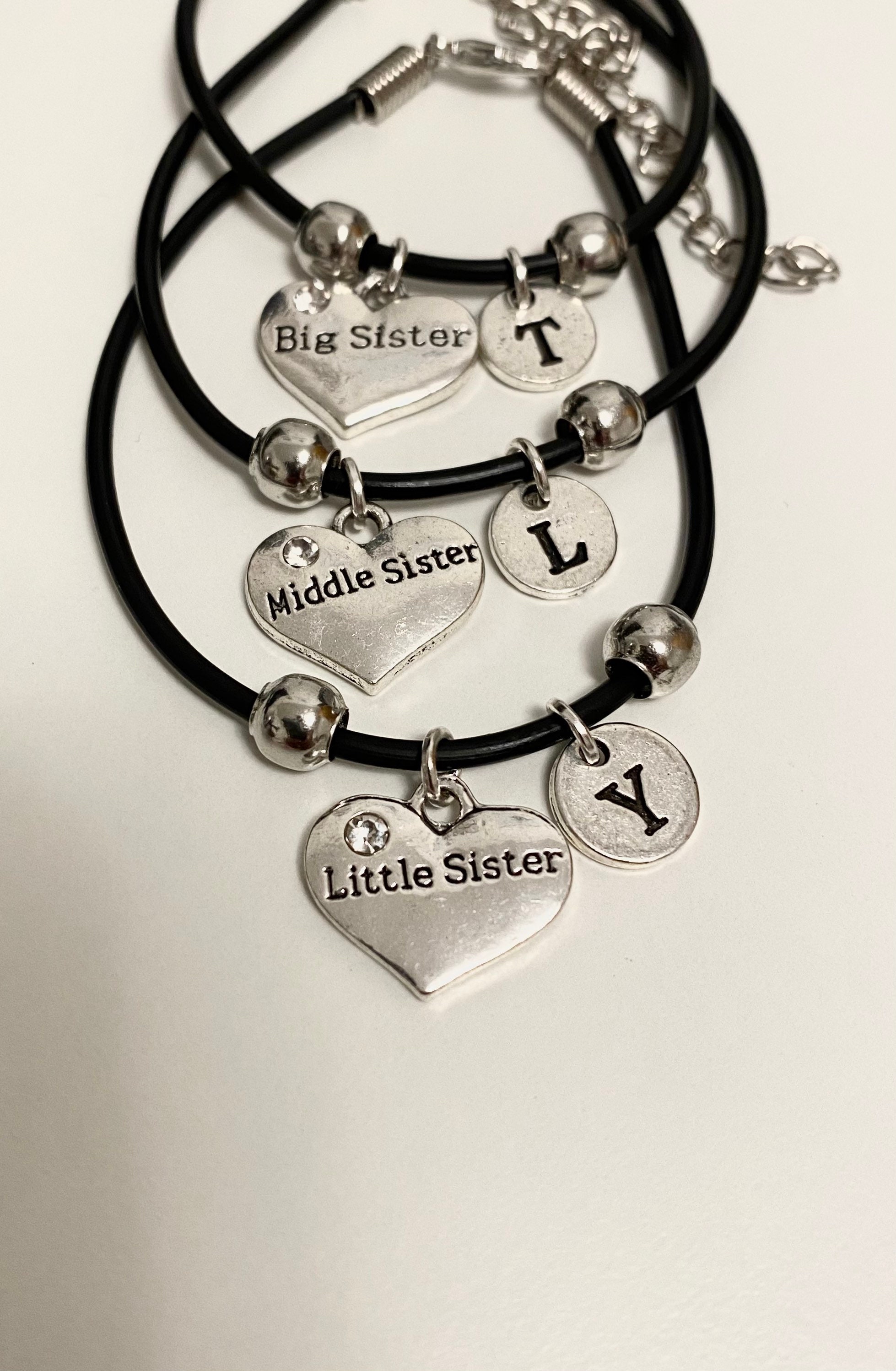 Bracelet Set for 3 Sisters Matching for Sisters Black Cord - Etsy UK