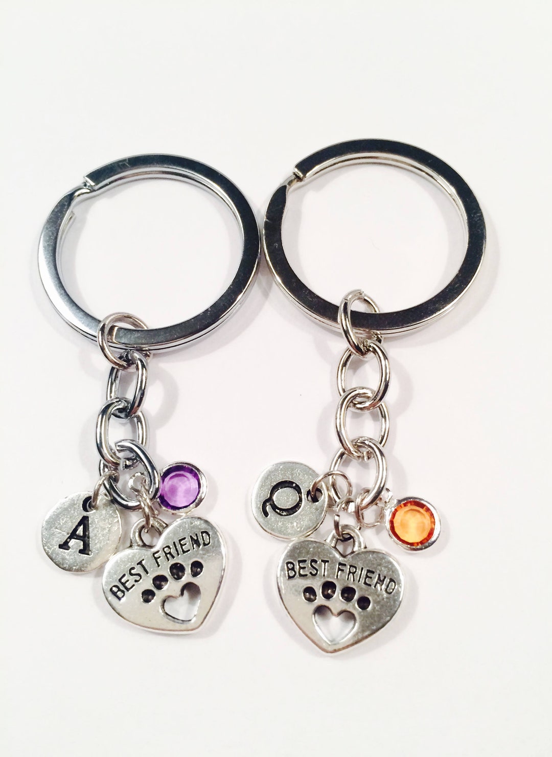 2 Best Friend Keyrings, BFF Set of 2 Keychain, Friendship Keyring, 2 ...