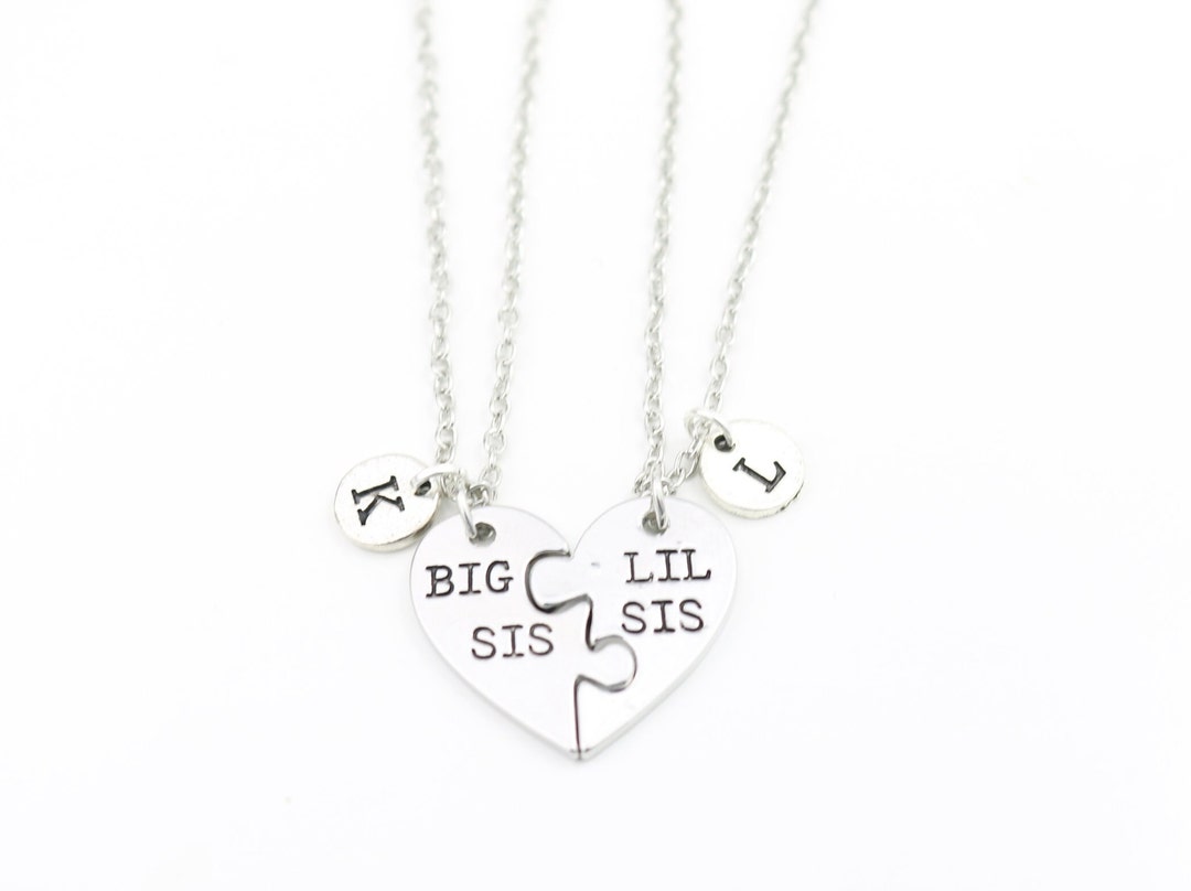 Big Sis & Lil Sis Matching Necklace Set Personalized With Initials - Etsy