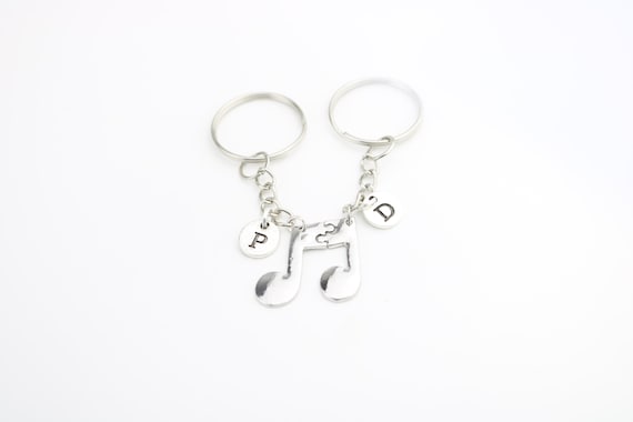 Personalized Music Notes Matching Keychains for Couple or Best - Etsy
