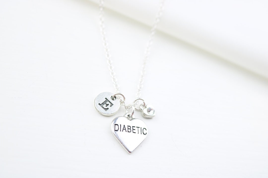 Personalized Diabetic Awareness Necklace, Custom Initial Charm - Etsy