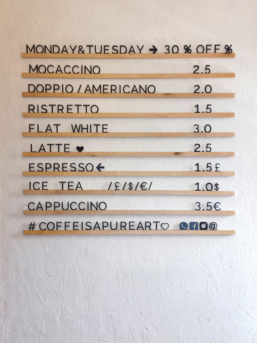 Black Wooden Letter & Natural Wooden Rails Menu Board, Changeable ...