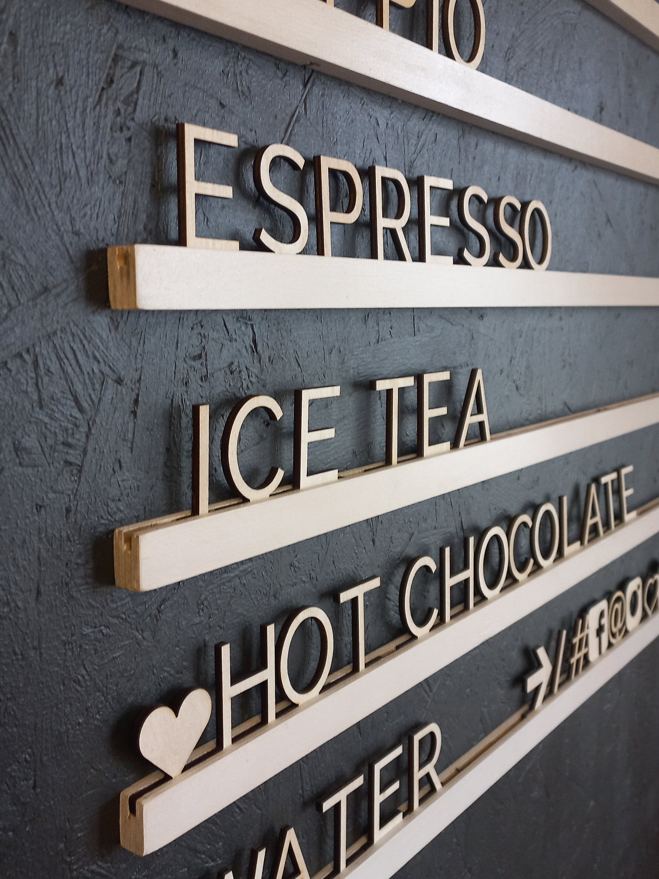 Tablero de menú de letras de madera / rieles de madera, tablero de ...