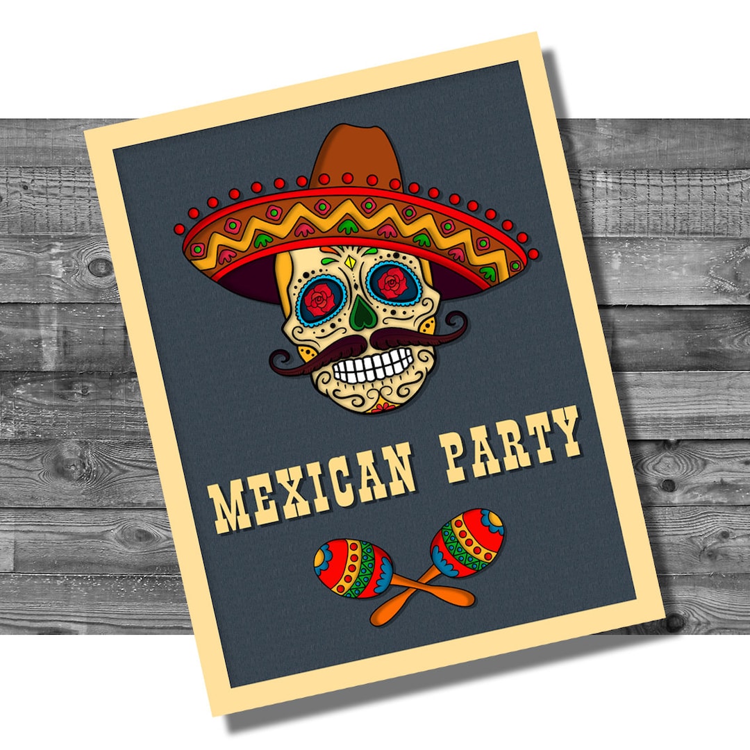 Ukrainian Artist, Mexican Party Sign, Mexican Sugar Skull in Sombrero ...