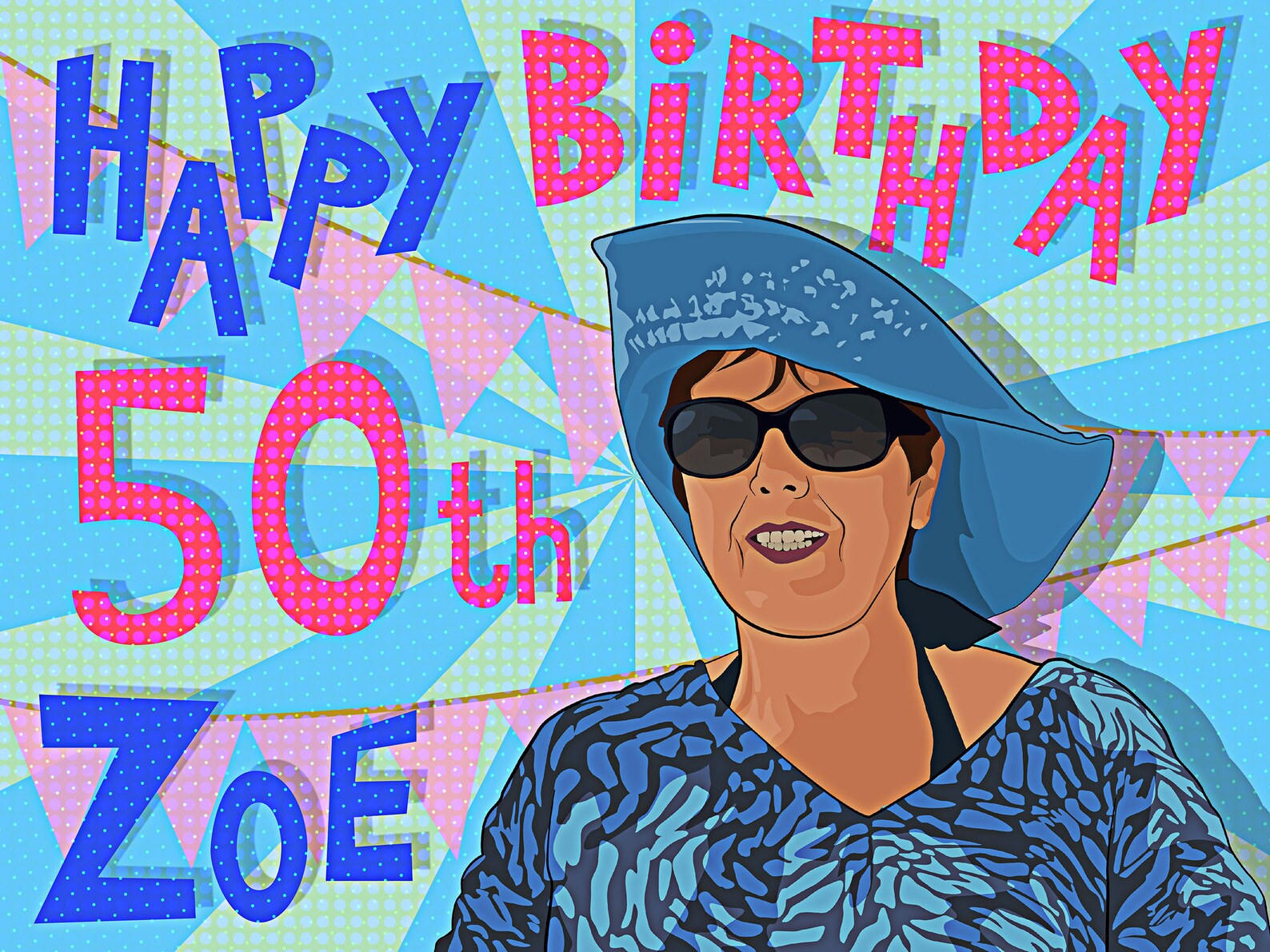 Personalized Portrait on Birthday Card | Jubilee Poster Sign | Digital ...