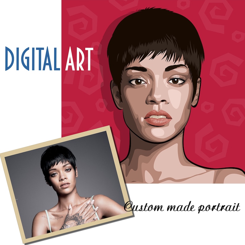 Realistic Portrait Digital Vector Illustrations Cuctom - Etsy
