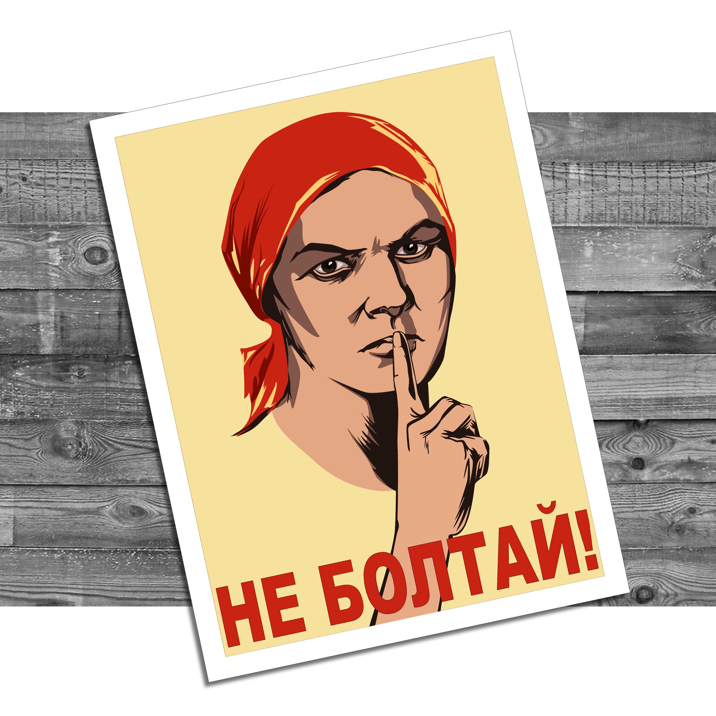 Don't Talk USSR Poster Vector, Soviet Propaganda Poster, Digital Poster ...