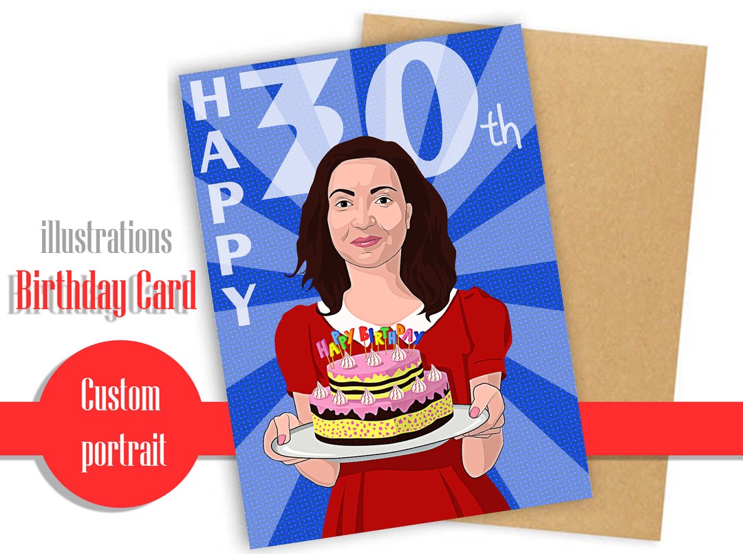 Custom Portrait of Birthday Girl on Greeting Card | Personalized ...
