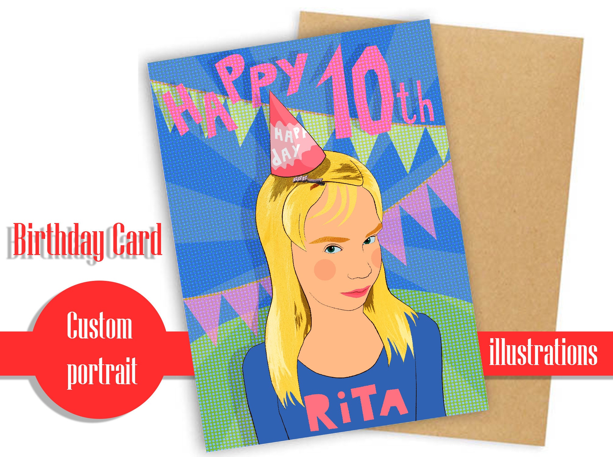 Personalized Portrait on Birthday Card | Jubilee Poster Sign | Digital ...