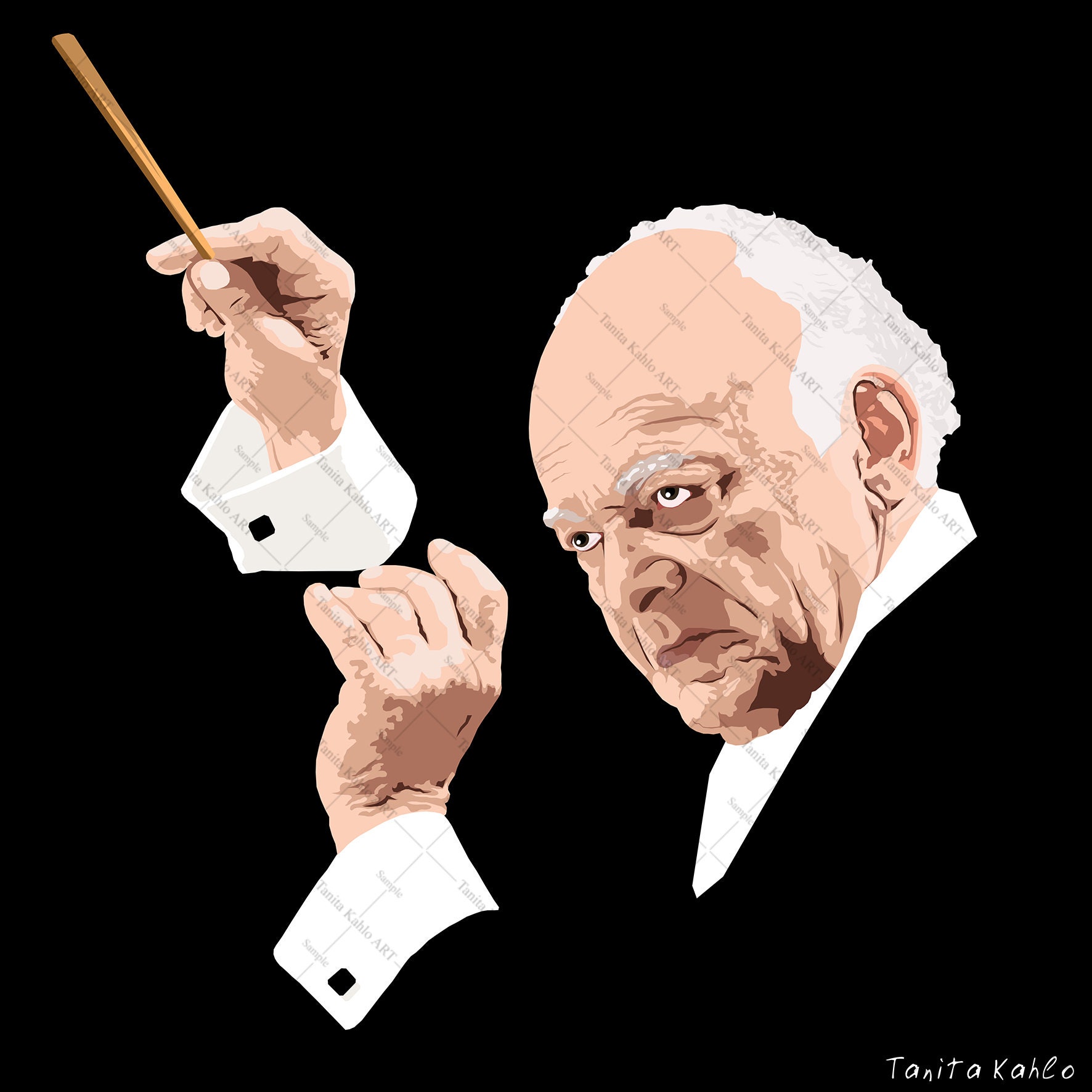 Portrait of Conductor Digital Painting, Ukrainian Artist, Wall Art ...