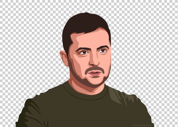 President of Ukraine Zelensky Vector Portrait PNG Format on - Etsy